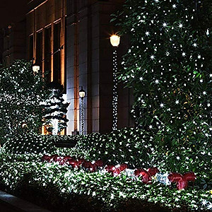 LiyuanQ Solar String Lights, 4 Pack 100 LED Solar Fairy Lights 33 Feet 8 Modes Silver Wire Lights Waterproof Outdoor String Lights for Garden Patio Gate Yard Party Wedding Indoor Bedroom Cool White