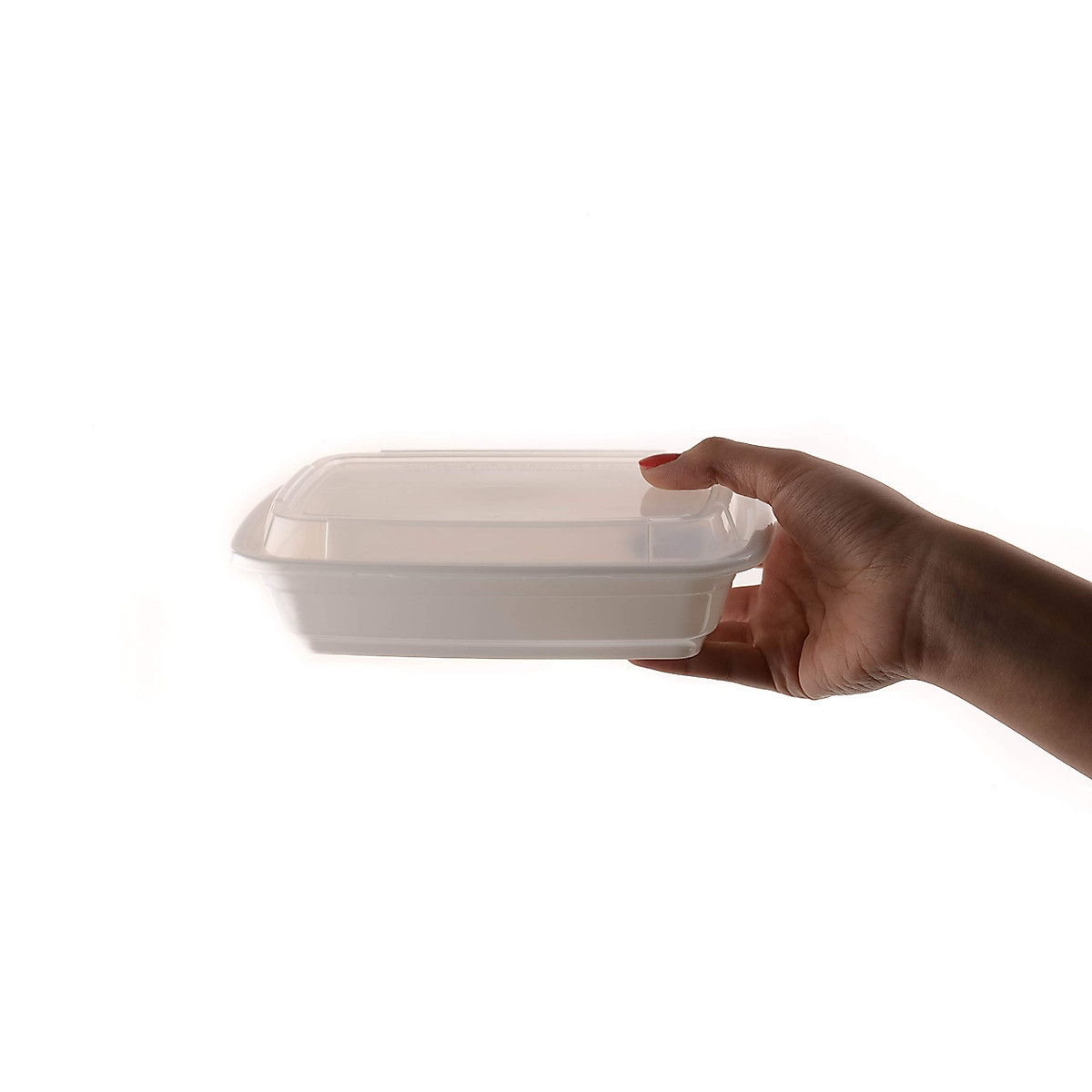 EcoQuality Meal Prep Containers [100Pack] White Rectangle Container with Lids, Food Storage Bento Box, Microwavable, Disposable, Stir Fry | Lunch Boxes | BPA Free | Freezer/Dishwasher Safe (24 oz)