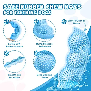 ABRRLO 6 Pack Puppy Toys Cute Blue Puppy Chew Toys for Teething Small Breed Dog Chew Toys Interactive Pet Toy Set for Puppies Soft and Durable Small Breed Doggy Teething Toys