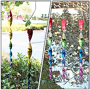 YARDWE 10pcs Bird Rods Gradient Colored Wind Hanging Reflective Scare Spiral Rods Keep Birds Away from Garden House Farm