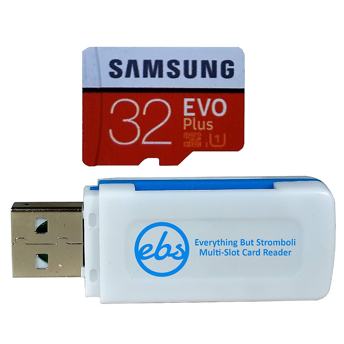 Samsung 32GB Micro SDHC EVO Plus Memory Card with Adapter Works with Samsung Galaxy Note 10+ Cell Phone, Note 10+ 5G Smartphone (MB-MC32G) Bundle with (1) Everything But Stromboli SD, TF Card Reader