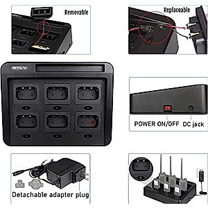 Retevis RT-5R 2 Way Radio Long Range,Business Walkie Talkies,Dual Band,High Power,Two Way Radio for Construction,Industrial with Multi Charger (6 Pack)