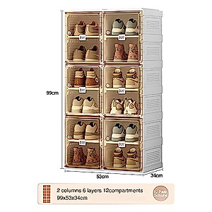 WEEROCK Shoe Organizer Cabinet, 6 Tier 2 Rows Shoe Rack for 12 Pairs Shoes, Entryway Shoes Storage Shelf