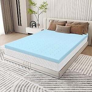 GOFLAME 4 Inch Memory Foam Mattress Topper King, Ventilated Gel-Infused Bed Mattress Topper, CertiPUR-US Certified, Comfort Body Support & Pressure Relieving