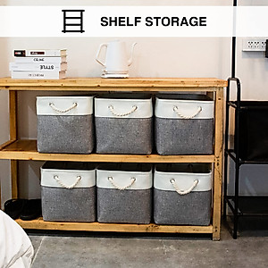 Oterri 6 Pack Foldable Storage Cubes, 13x13 Inch Fabric Bins, Decorative Storage Baskets for Home, Shelves, Nursery Organizers, Grey/White