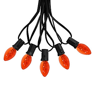 CHYParty 25 Pack C7 Replacement Bulbs, 5W Orange Light Bulbs, Halloween Christmas Light Bulbs for Outdoor String Lights Patio Wedding Decor, E12 Candelabra Base, Incandescent Night Lights