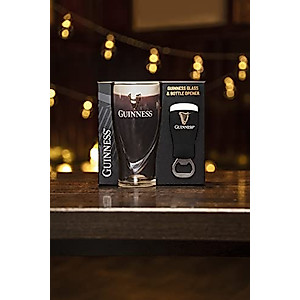 Official Guinness Embossed 450ml Glass and Bottle Opener