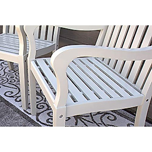 Pebble Lane Living Captains Dining Chairs, Rounded Arms, All Weather Urethane Finish, Light Gray & Solid Wood, Set of 2