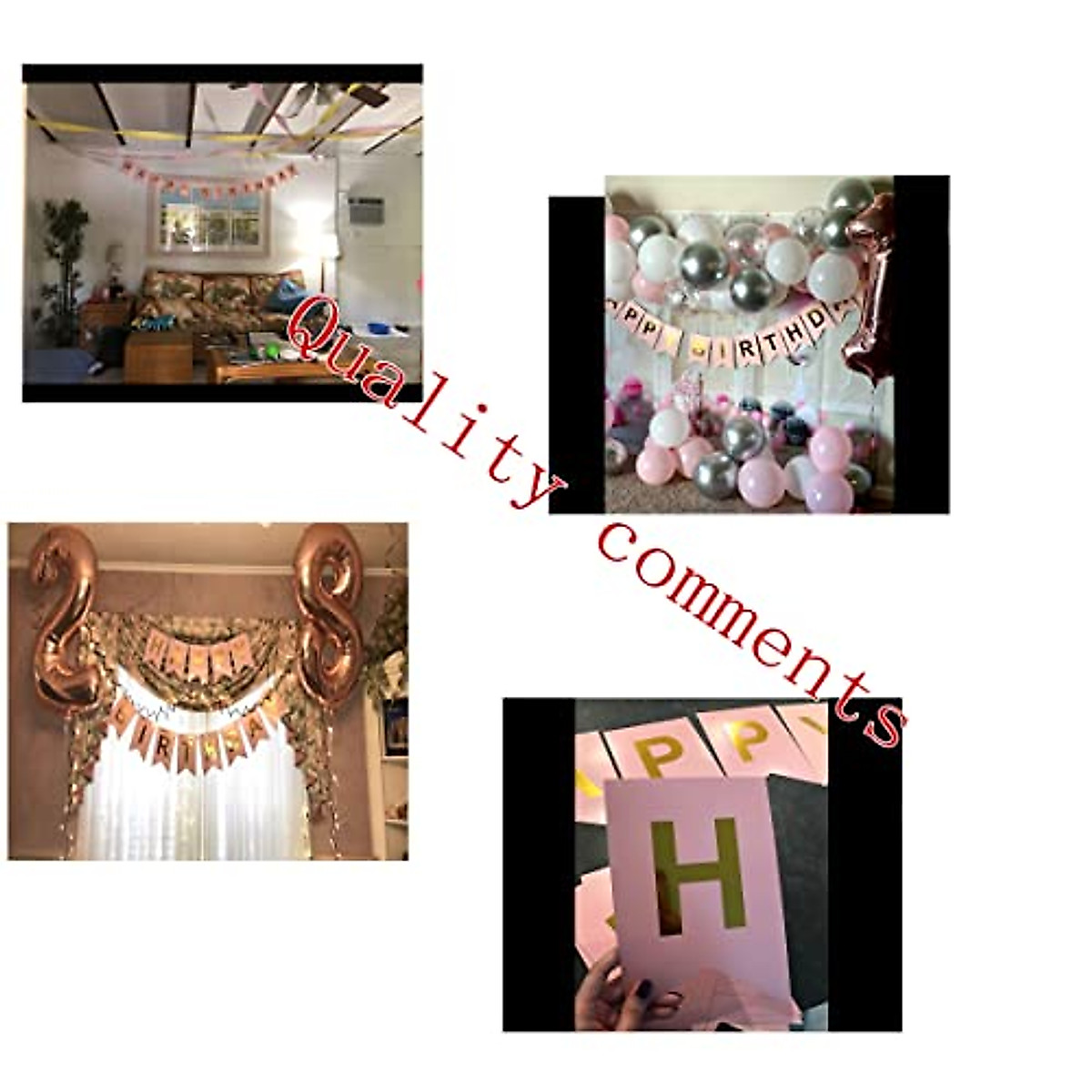 zYoung Pink Happy Birthday Banner Signs Gold Letters Birthday Party Supplies for Birthday Decorations Hanging Decor