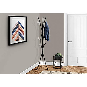 Monarch Specialties Coat Rack - Coat Tree with 8 Hooks, Hammered Metal 74" H (Black)