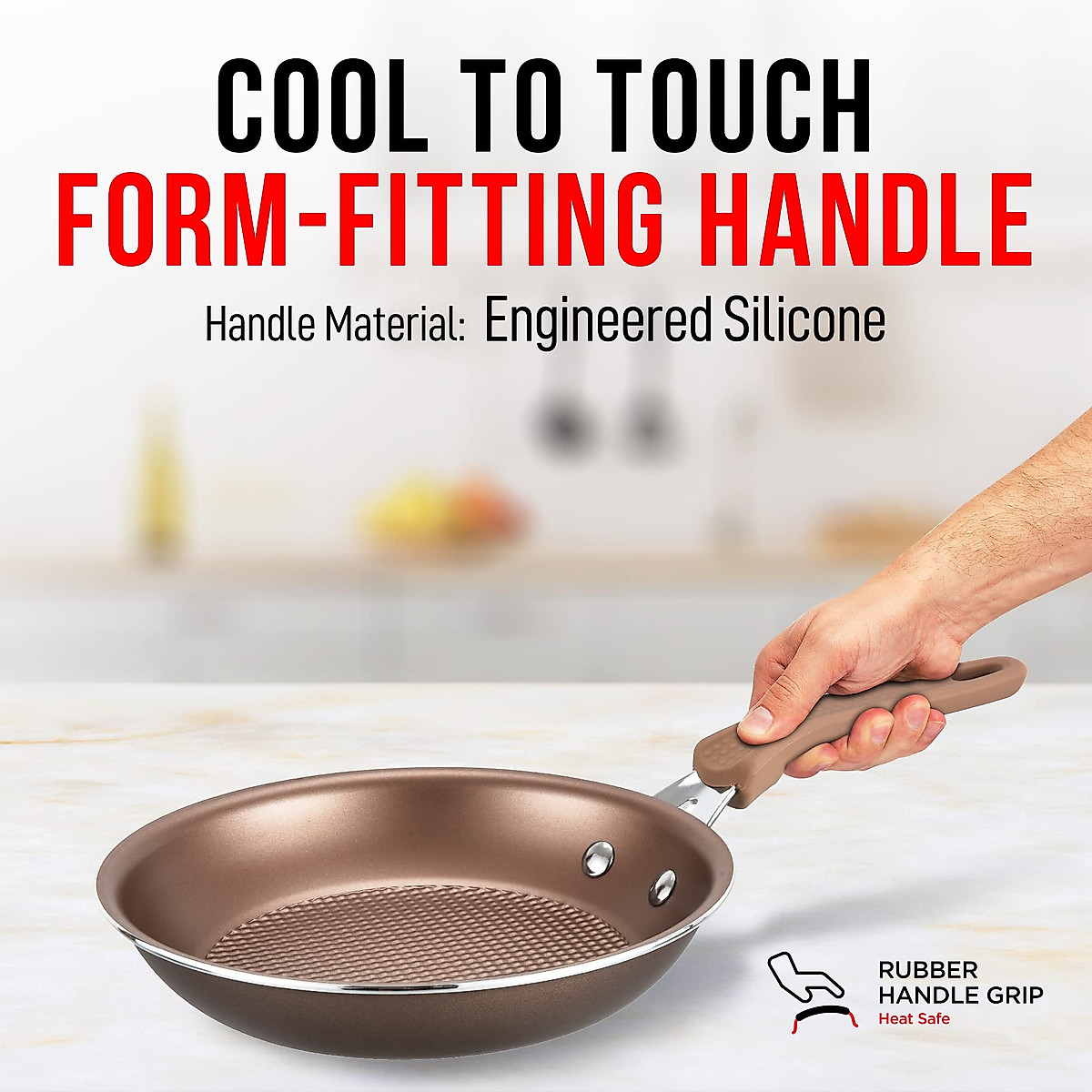 Pots and Pans Set – 14 Piece – Non-Stick Professional Home Kitchenware – Cooking Pots with Lids – Skillet Fry Pans – Suitable for Gas, Electric, Ceramic and Induction Counter Cooktops - Golden