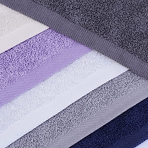 White Classic Wealuxe Cotton Washcloths - Soft Absorbent Bathroom Face Towels - 12x12 Inch - Multi - 24 Pack