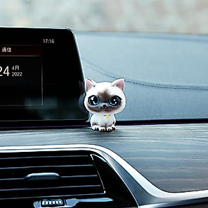 YGMONER Cat Bobblehead Ornaments Car Dashboard Shake Head Decoration (Siamese)