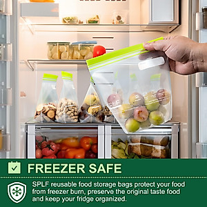 SPLF 20 Pack Reusable Sandwich Bags Dishwasher Microwave Safe, BPA Free Extra Thick Leakproof Reusable Food Storage Bags Silicone and Plastic Free Quart Size Freezer Bags Containers