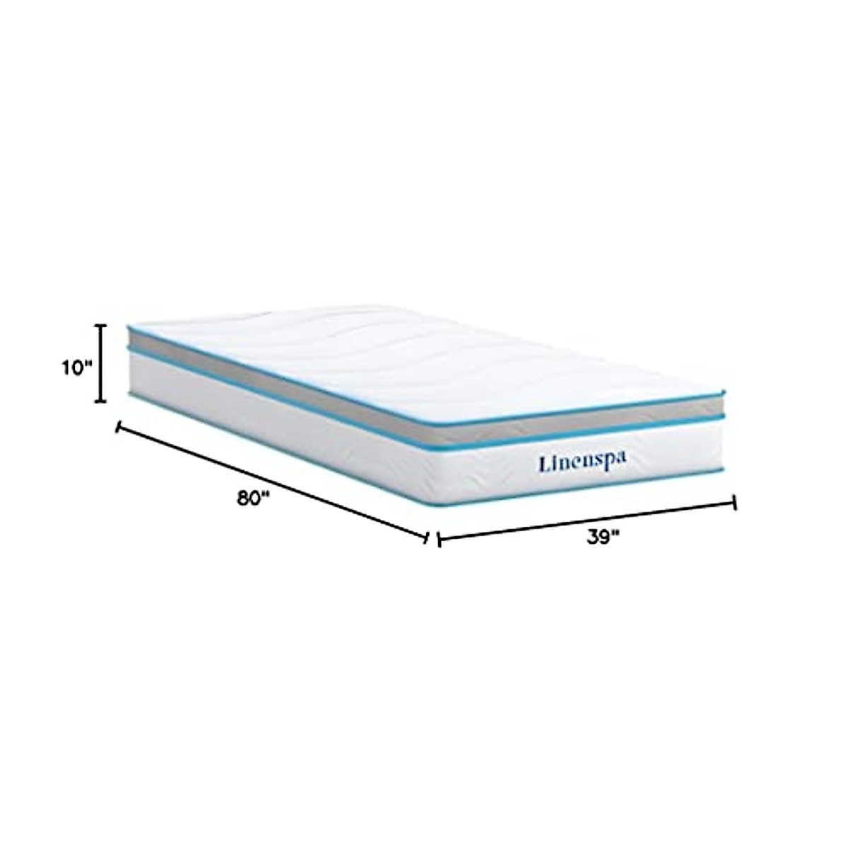 Linenspa 10” Memory Foam and Innerspring Hybrid Mattress + 14” Black Metal Platform Bed – Twin XL Mattress + Metal Folding Twin XL Bedframe