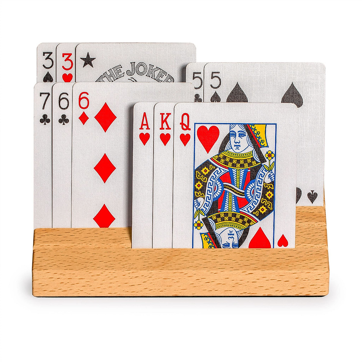 Yellow Mountain Imports Standard-Size Solid Beechwood Playing Card Holders/Racks - Set of 2 Card Organizers