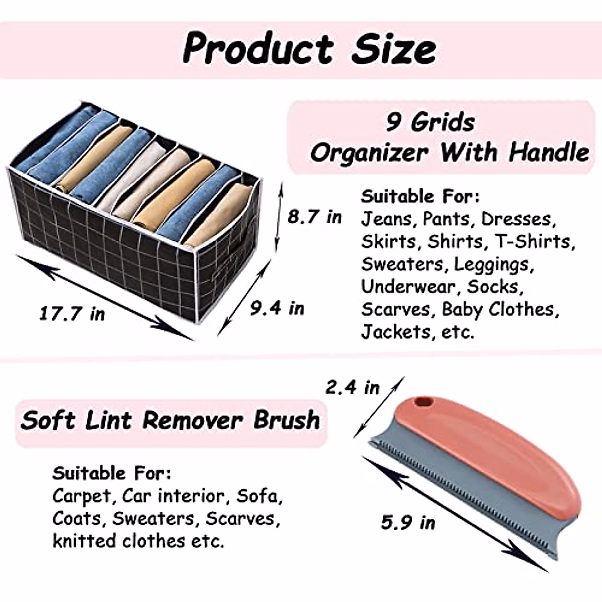 Latest Wardrobe Clothes Organizer, Drawer Organizers For Clothing, 9 Grids Pants Organizer, Clothes Organizer For Folded Clothes & Pants, Drawer Organizer Clothes For Jeans Compartment (9 Grids Jeans)