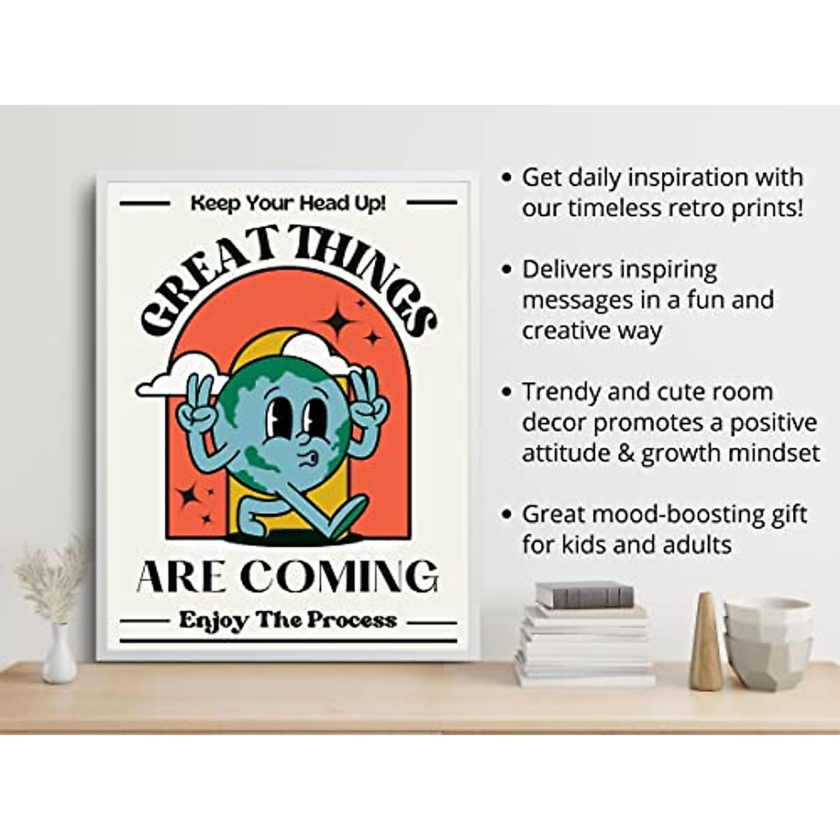 Retro Poster Wall Art Print, Positive Quote Funny Motivational Inspirational That Girl Room Decor Aesthetic For Teen Girls , College Apartment Dorm Bedroom, Cute Trendy Wall Decor, 60s 70s 80s Poster