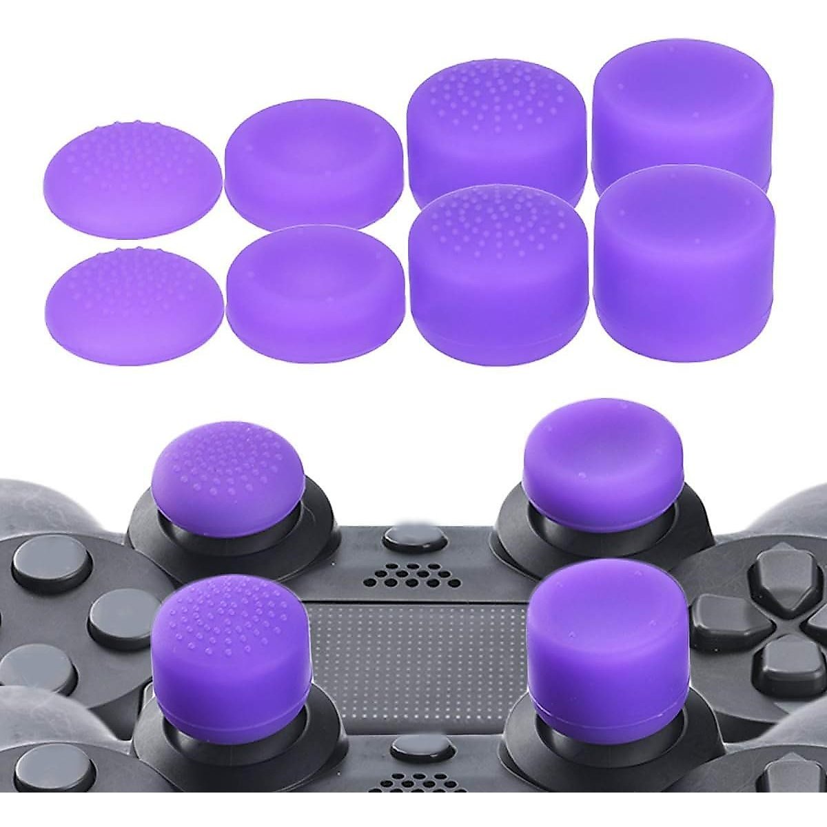 Ambertown Pack of 8 pcs Analog Controller Gamepad Raised Antislip Thumb Stick Grips Thumbsticks Joystick Cap Cover for PS5, PS4, PS3, Switch Pro, Xbox one, Xbox 360, PS2 Controller (Purple)