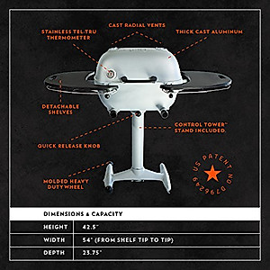PK Grills PK 360 Portable Charcoal BBQ Grill and Smoker, Cast Aluminum Outdoor Kitchen Cooking Barbecue Grill for Camping, Backyard Grilling, Park, Tailgating, Silv