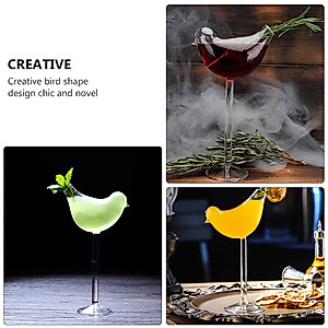 SHERCHPRY Martini Glasses 2Pcs Bird Shaped Glass Goblets Glass Bird Cocktail Glass Wine Champagne Goblet Martini Goblet Cups for KTV Bar Club 150ml (Transparent) Clear Glasses