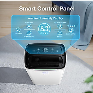 5000 Sq.ft Energy Star Dehumidifier for Basement, PLUSCENT 52 Pints Quiet Dehumidifiers with Drain Hose for Home Large Room Bedroom, Smart Humidity Control & Monitor, 4 Operation Modes, 24H Timer