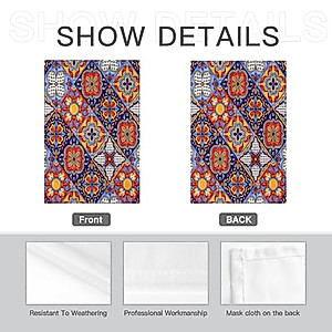 Double-sided garden flag Mexican Talavera Ceramic Tile Pattern Ethnic Folk Outdoor Flag Garden Flag Yard Outdoor Decoration （12×18in）.
