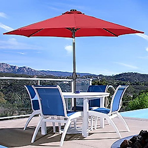 Sunoutife 10FT Patio Umbrella with Solar Lights, 40 LED Large Outdoor Table Umbrella with Tilt Adjustment and Crank for Market Garden Backyard & Pool
