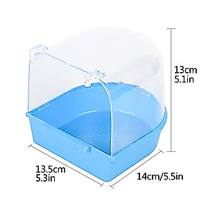 Bird Bath Tub,Hanging Bathtub Bird Cage Supplies with Hooks,Water Shower Transparent Box Food Feeder Holder Tray for Small Birds, Canary, Budgies,Parrot 13X14X13cm