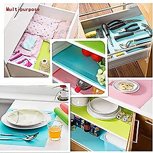 Aiosscd 7 PCS Shelf Mats Antifouling Refrigerator Liners Washable Refrigerator Pads Fridge Mats Drawer Placemats Home Kitchen Gadgets Accessories Organization for Top Freezer(2green+2pink+3blue)