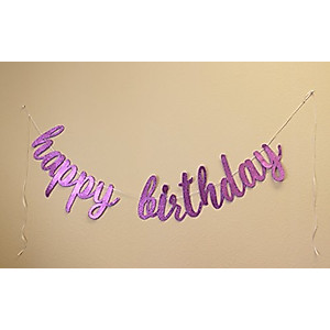 All About Details Happy Birthday Cursive Banner (Purple)