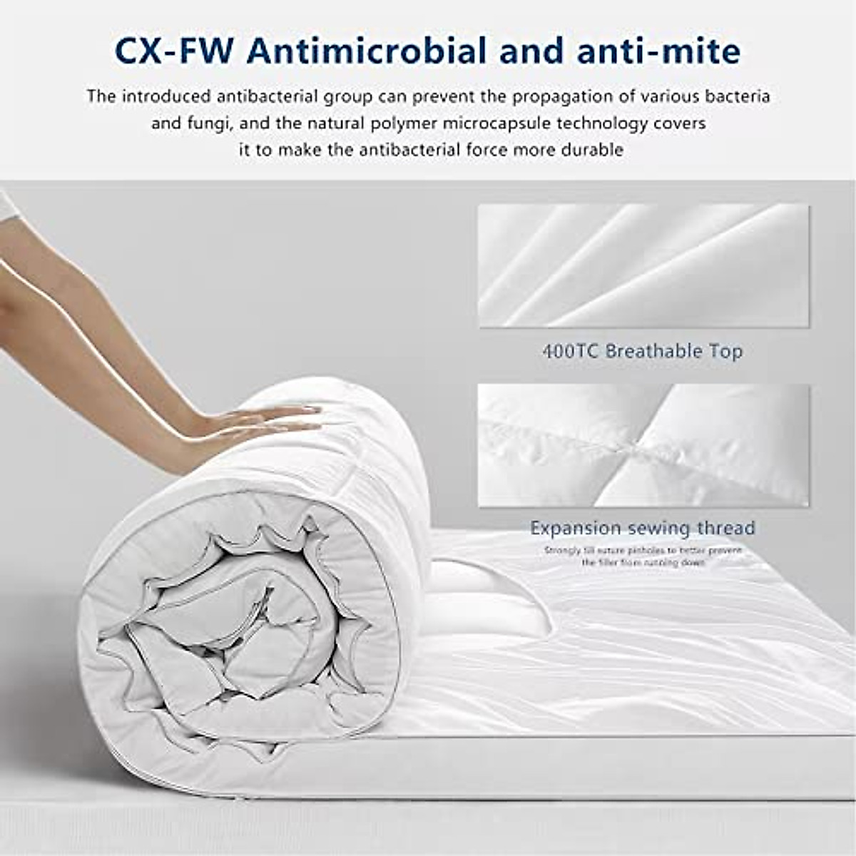 Liomindar King Mattress Topper Extra Thick Mattress Pad Cover Super Soft Breathable Down Alternative Fill Pillow Top Bed Topper with 8-21Inch Deep Pocket