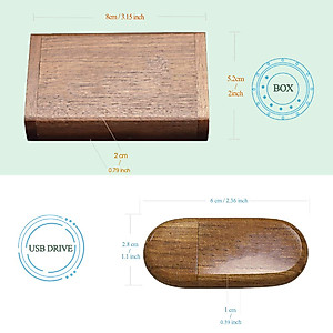 64GB USB3.0 Oval Wood Flash Drive Box, FEWINA Wooden USB Drive 64G USB 3.0 Super-Speed Thumb Drive Jump Drive Ideal Gift for Birthday/Anniversary/Wedding/Photographer(Walnut)