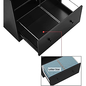 Panana Wood File Cabinet with a Big Drawer, Mobile Lateral Filing Cabinet for Home Office Storage Cabinet Organizer (Black)