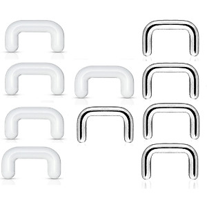 Pierced Owl Set of 10 Septum Ring Retainers in 316L Stainless Steel and Clear Acrylic (16GA (1.2mm))