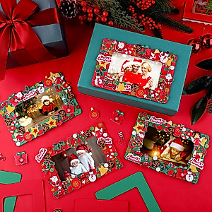 Fovths 436 Pieces Christmas Picture Frame Craft Kit for Kids Include Foam Photo Frames Christmas Foam Self Adhesive Stickers Magnet Art DIY Christmas Ornament for Xmas Party Favor, Home Decor