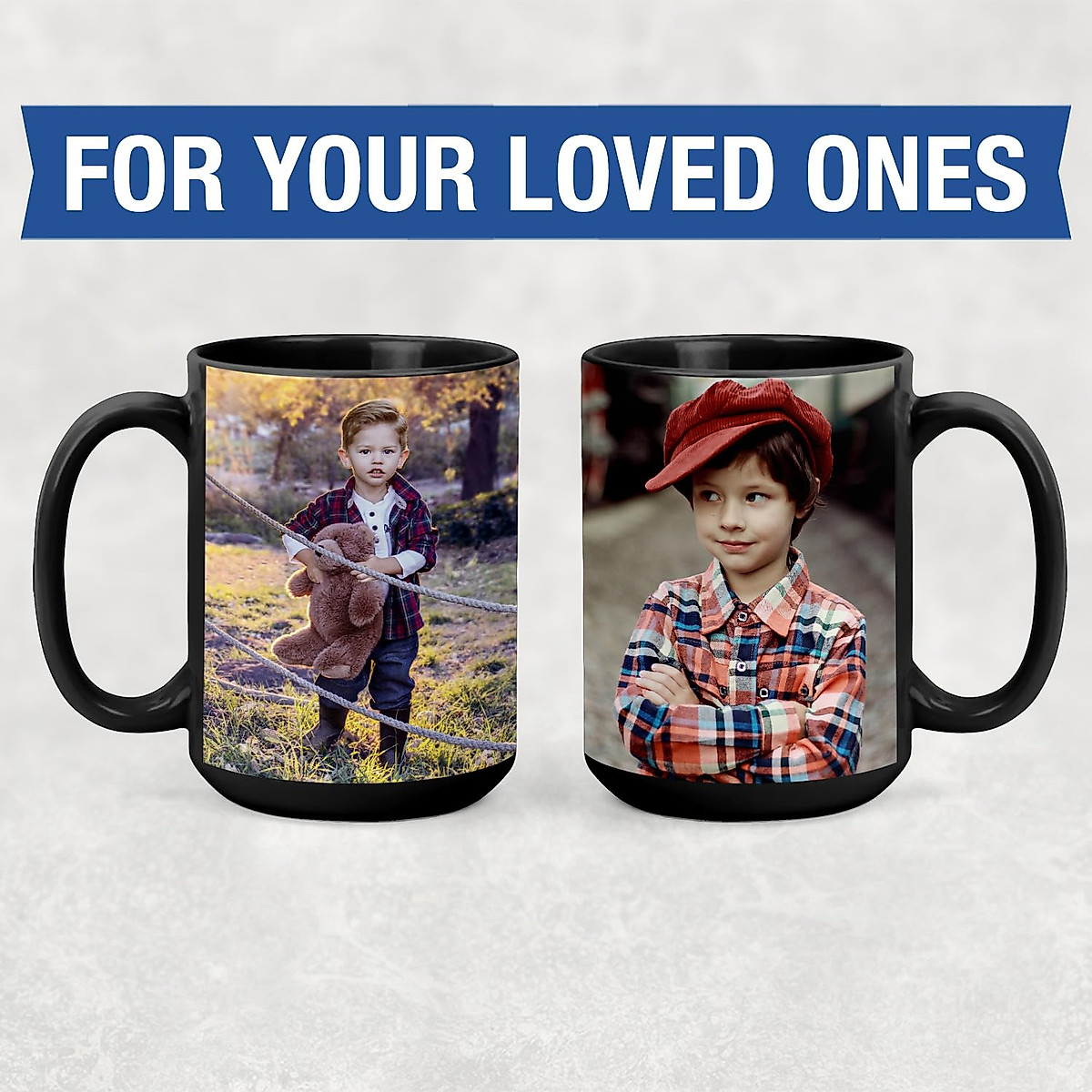Custom Mug with Picture Text, Photo Name Logo - Personalized Coffee Mugs, Customized Ceramic Cups, Tazas Personalizadas - Birthday Wedding Christmas Day Gifts for Women Men Mom Dad Family (15oz Black)