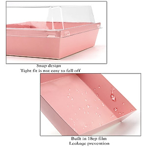 Lainrrew Festive Pink Mini Cupcake Box, 50 Pcs, 4.5 Inch, Clear Plastic, Mooncake Box, Muffin Holder, Wedding/Birthday Dessert Containers