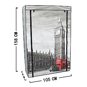 Switch Innovation Storage Closet Portable Temporary Clothing Wardrobe, Free-Standing Clothes Rack, Non-Woven Fabric Dresser, Dorm Room Cupboard, Contemporary Design Big Ben