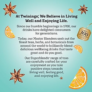 Twinings Soothe Tea - Orange & Star Anise Flavoured Turmeric Tea, Digestive Tea, Naturally Caffeine-Free Herbal Tea Bags Individually Wrapped, 18 Count.