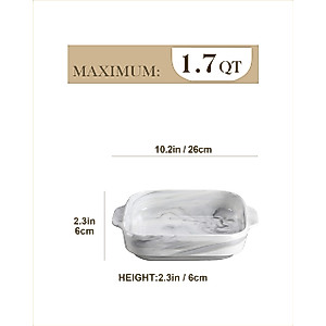 MALACASA Baking Dish, Square Lasagna Pan, 1.6 QT Baking Pan, Deep Casserole Dish for Cooking, Kitchen, Family Dinner, Banquet and Daily Use, 8.5 x 8.5 x 2.5 inch, Series BAKE-GREY