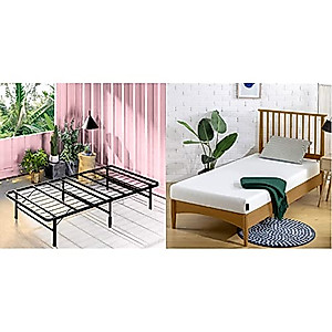 Zinus SmartBase Zero Assembly 14 Inch Bed Frame / Mattress Foundation (No Box Spring Needed) - Narrow Twin & Memory Foam 5 Inch Cot Size / Narrow Twin Mattress