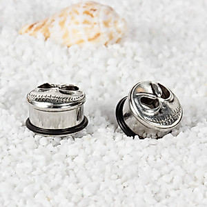 KUBOOZ Ear Plug Tunnel Gauge Stretcher Piercing Smiling J Stainless Steel Screw 0G