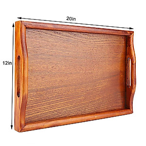 OLDMANSHOP Bamboo Wood Serving Tray with Holders, Multipurpose Portable Breakfast Tray Laptop Bed Tray for Eating, Reading, Working