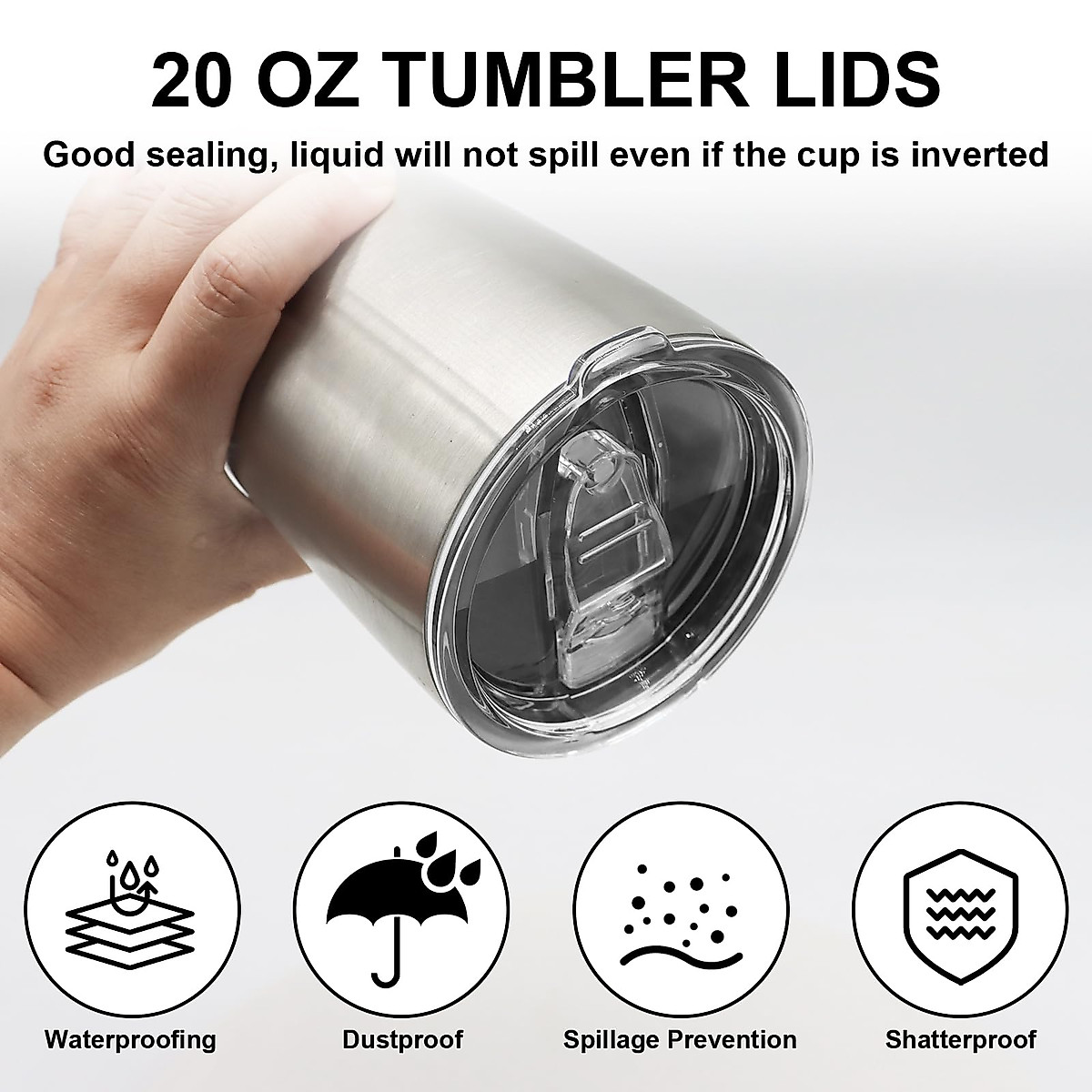 4 Pcs 20 oz Tumbler Lids Tumbler Replacement Lids Replacement Spill Proof Splash Resistant Slider for 3.11 Inch Cup Mouth Tumbler Cup (20 oz)