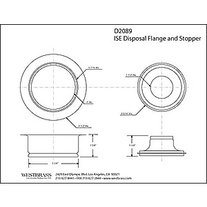 Westbrass D2089-07 4-1/4" Kitchen Sink Waste Disposal Drain Flange and Stopper, Satin Nickel
