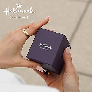 Jewelili Hallmark Fine Jewelry Sterling Silver and 14K Yellow Gold 1/8 Cttw Natural White Round Diamond Anchor Ring, Size 8