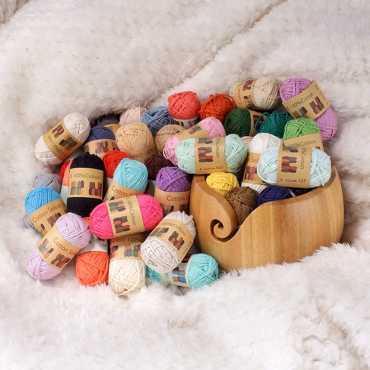 JubileeYarn Cotton Select Bonbon Yarn - Variety Pack - 10x10g Mini Ball - 1 Pack