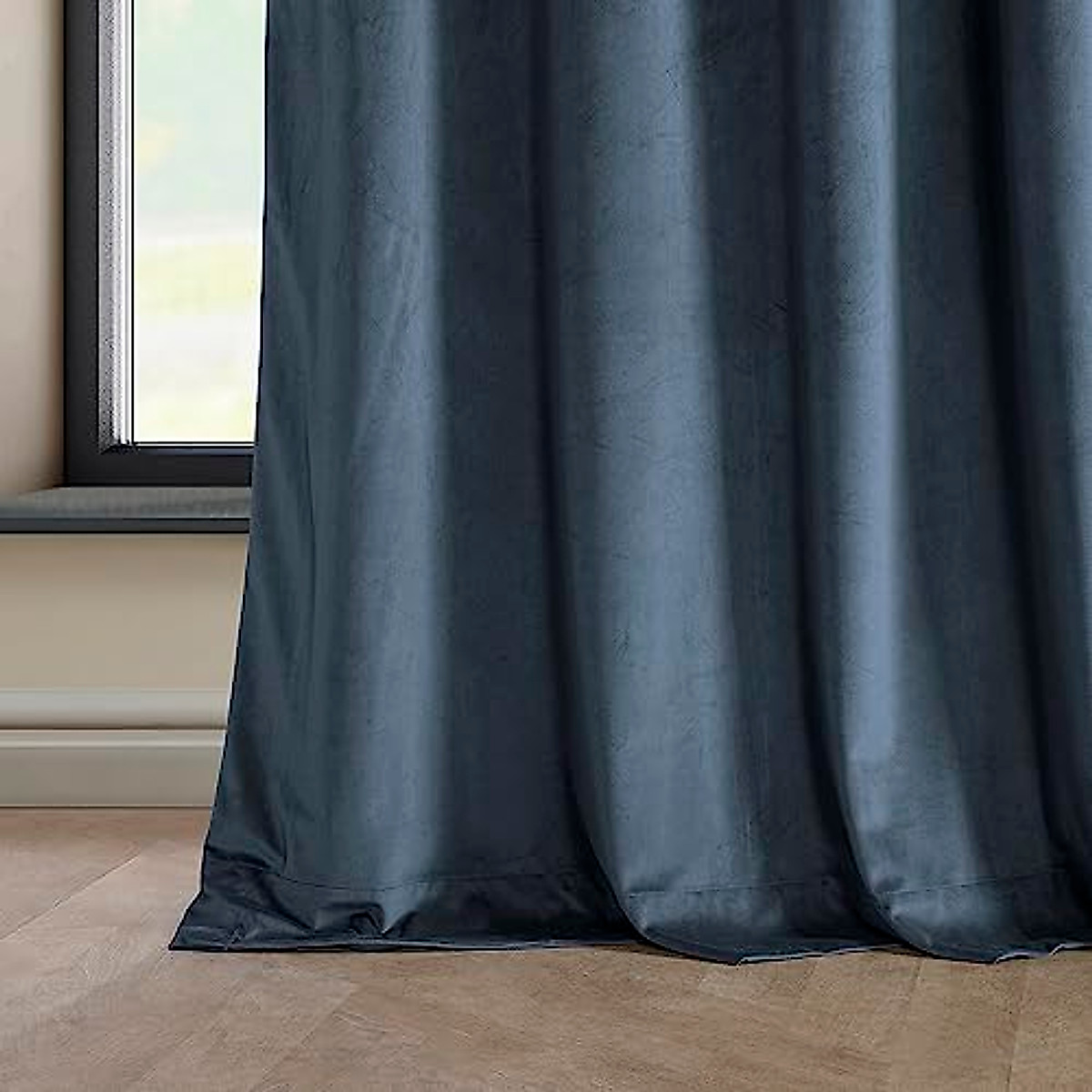 HPD Half Price Drapes Heritage Plush Velvet Grommet Curtains for Bedroom & Living Room 50 X 96, VPYC-161258-96-GR (1 Panel) London Blue