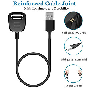 Threeeggs Compatible with Fitbit Charge 4 Charger, Replacement USB Charging Cable Cord for Charge 4 / Charge 3 Smartwatch 55cm/1.8ft (2)